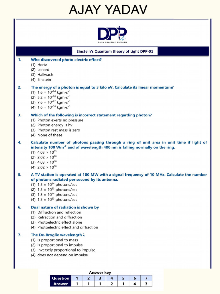 Modern Physics DPP | PDF