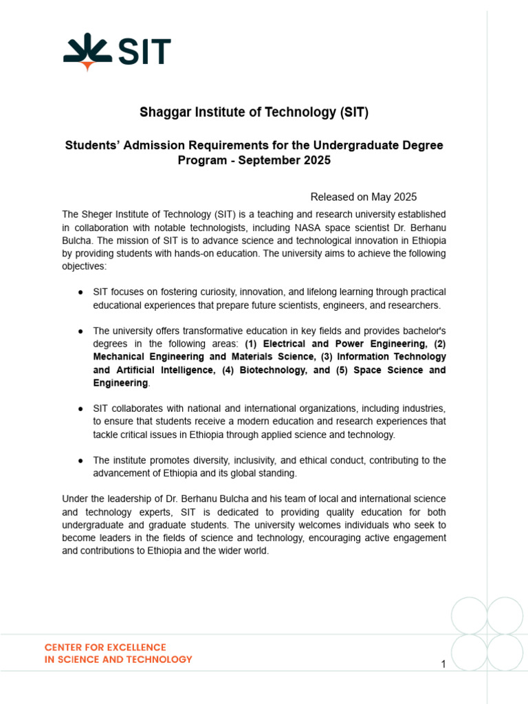 SIT Admission Requirements 2025 2 | PDF | University And College ...