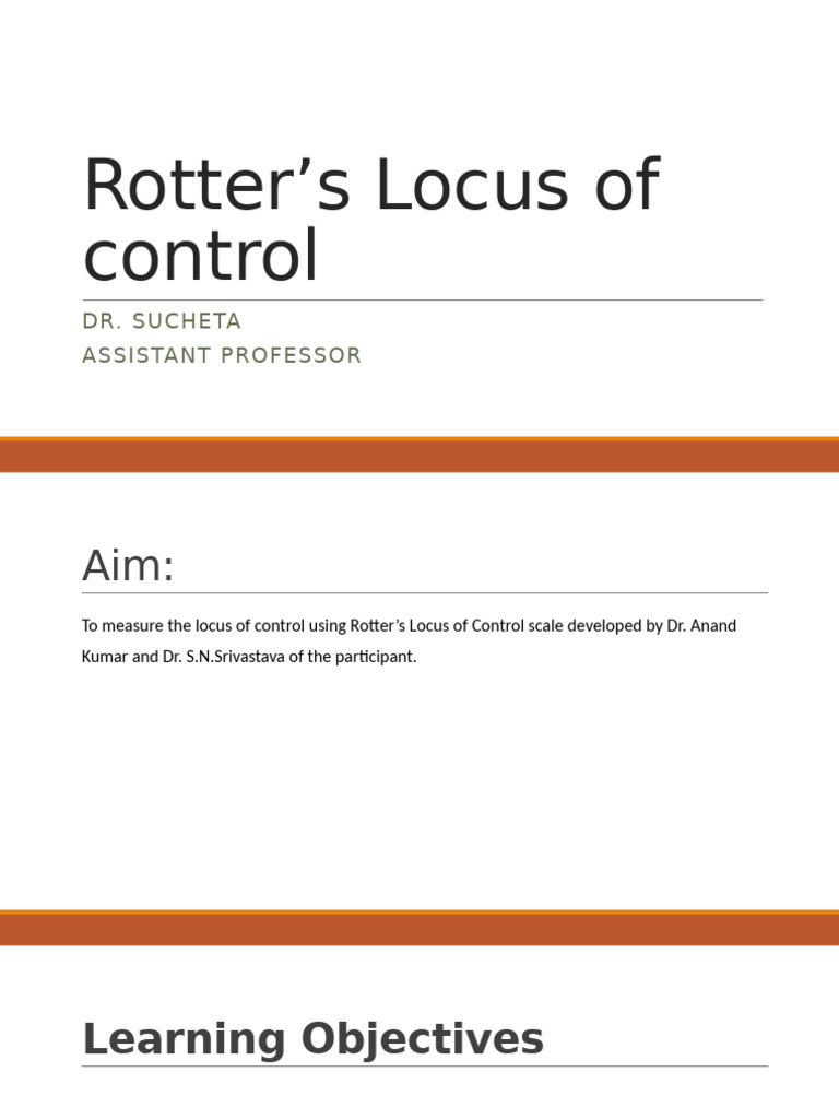 Rotter's Locus of Control Practical | PDF | Psychology | Psychological ...