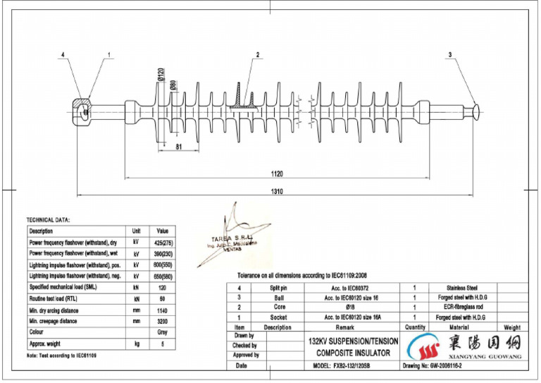 Plano - 132 KV Suspension Composite Insulator | PDF