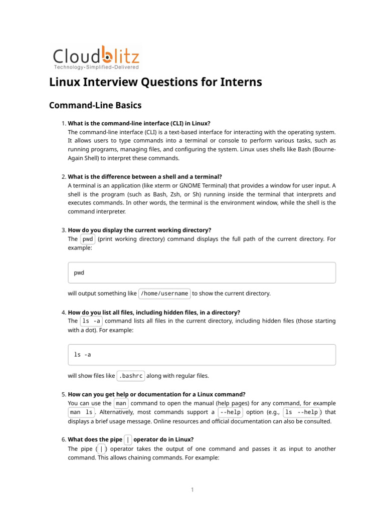 Linux CLI Interview Questions Guide | PDF | Command Line Interface ...