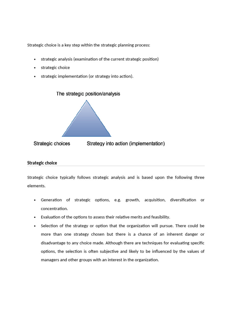 Strategic Choice in Business Planning | PDF | Strategic Management ...