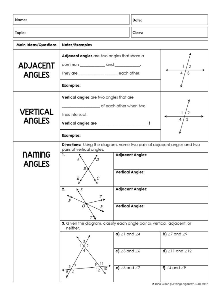 Adjacent and Vertical Angles Guide | PDF | Angle | Chess