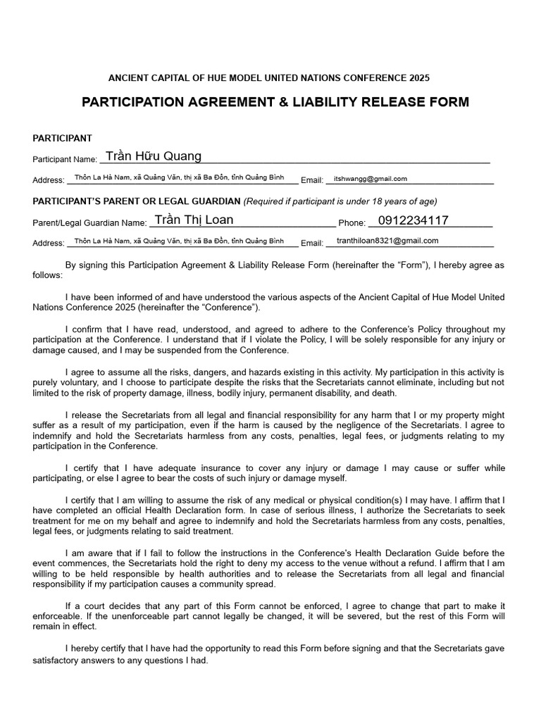 Achmun 2025 Consent Form | PDF | Consent | Common Law