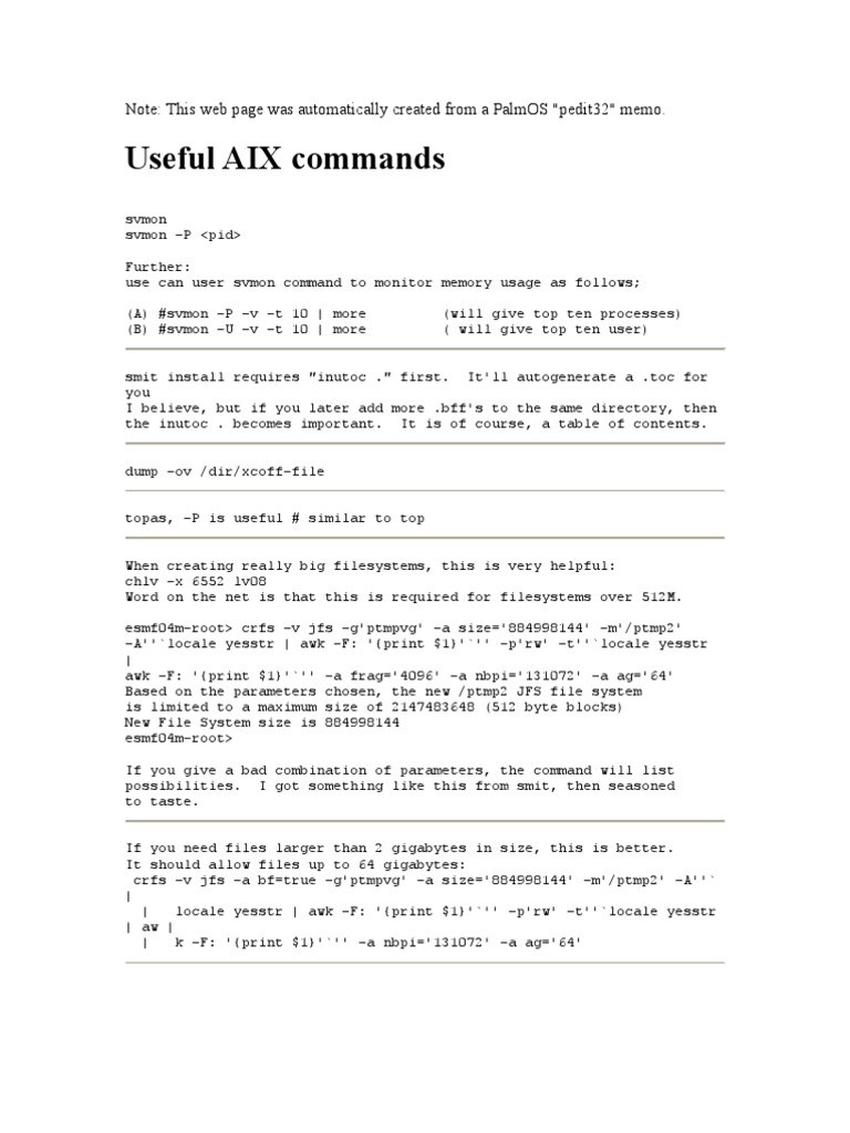 AIX Userful Command | PDF | Computer Data | Digital Technology
