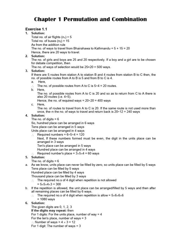 C1 Permutation and Combination | PDF | Mathematics