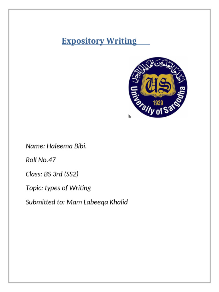 Types of Writing: Expository Examples | PDF | Libraries | Mind