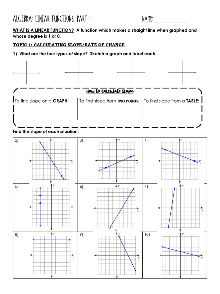 Linear Functions Notes Day 1 | PDF
