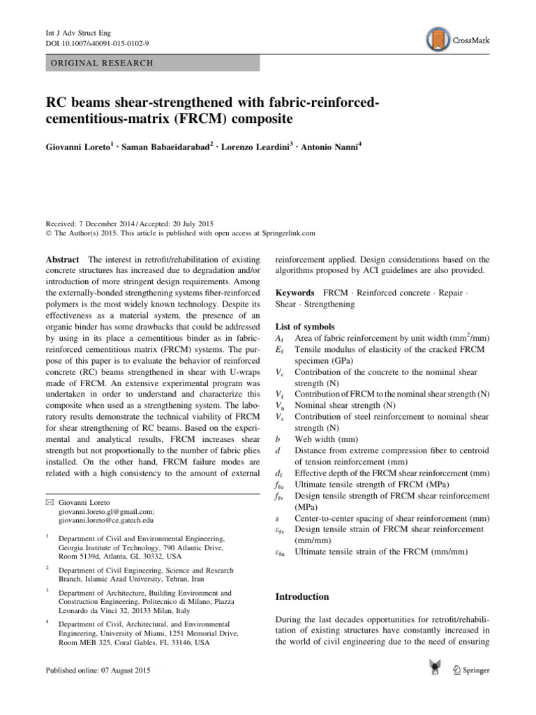 RC Beams Shear-Strengthened With Fabric-Reinforced-Cementitious-Matrix ...