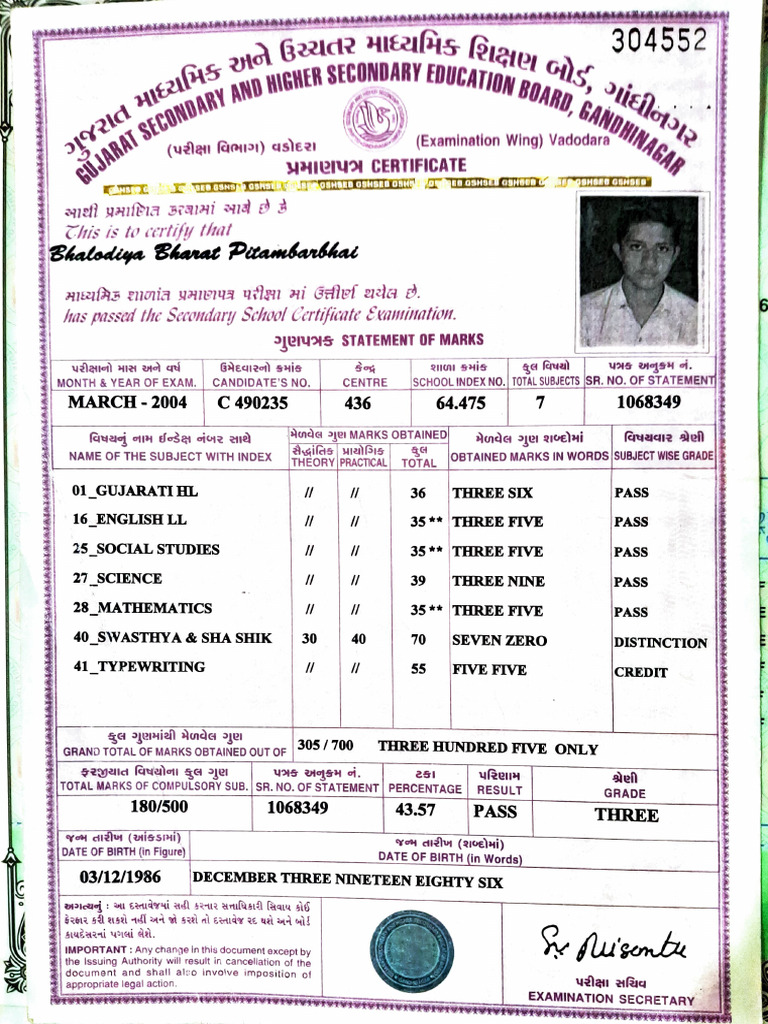 10 To Graduation Marksheet Bharat Bhalodiya | PDF | Vocational ...