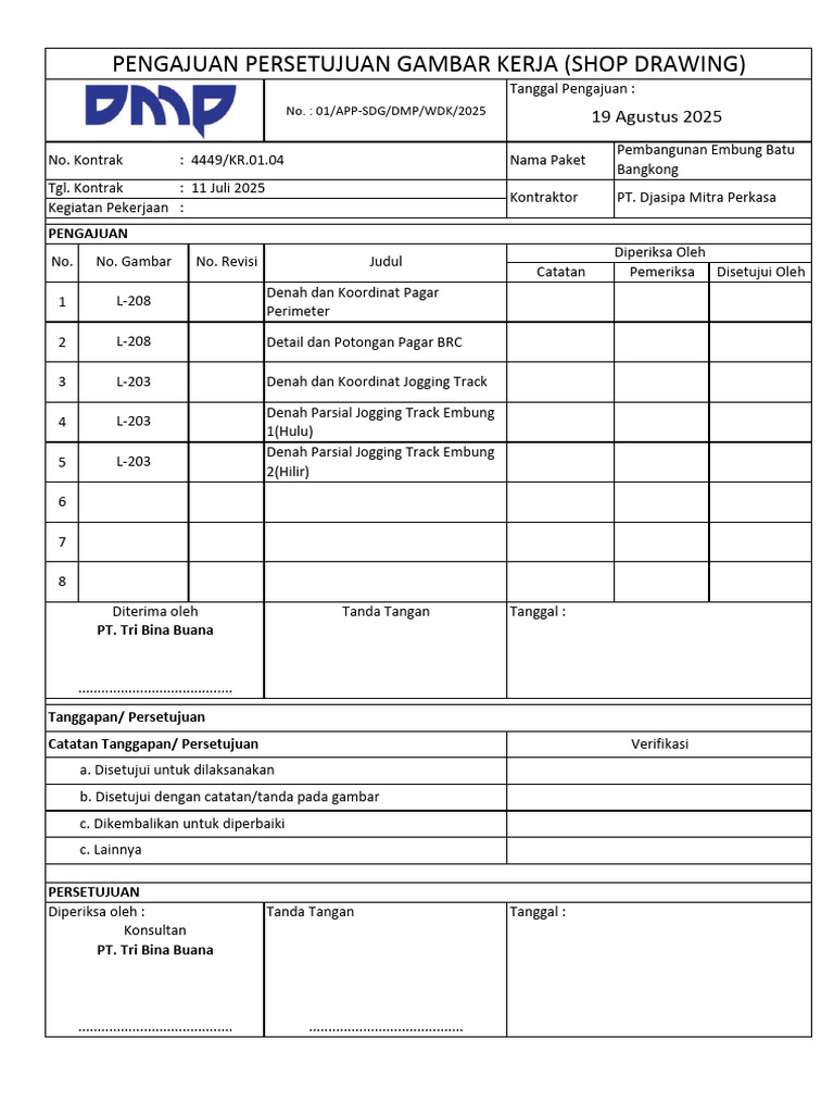 Approval Shop Drawing 19 Agust 2025 | PDF