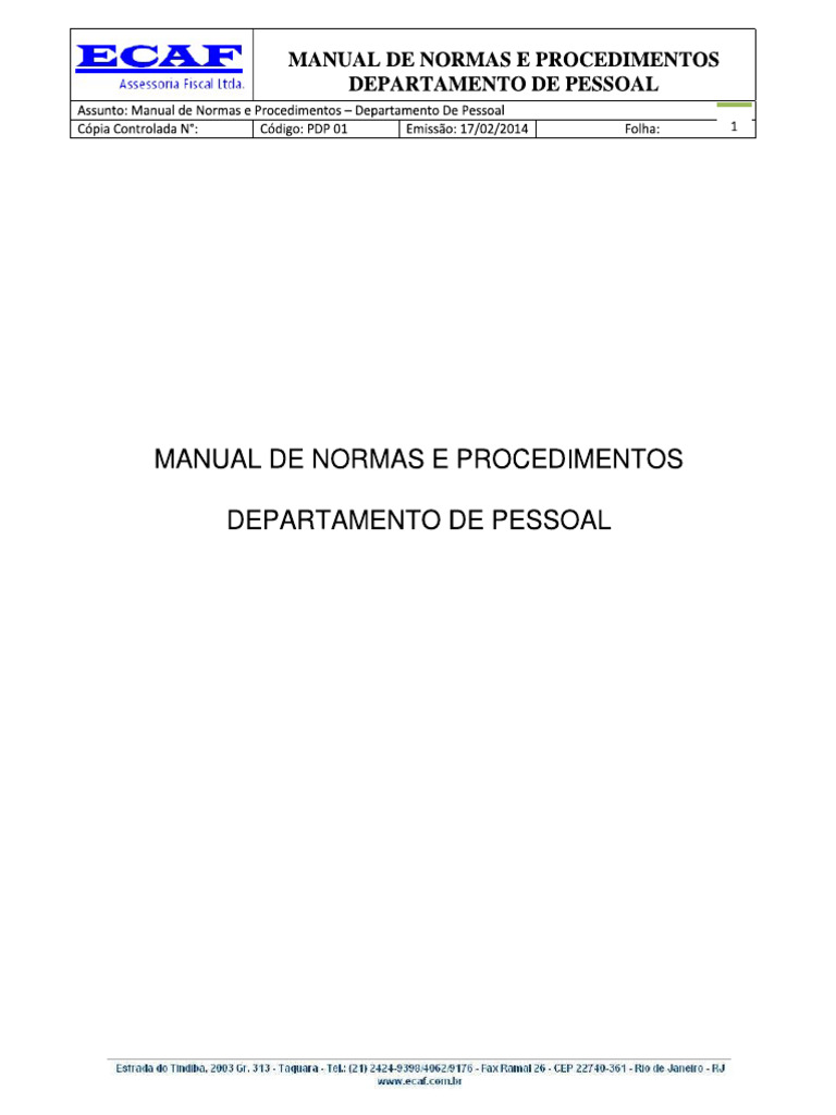 Manual de Normas e Procedimentos DP | PDF
