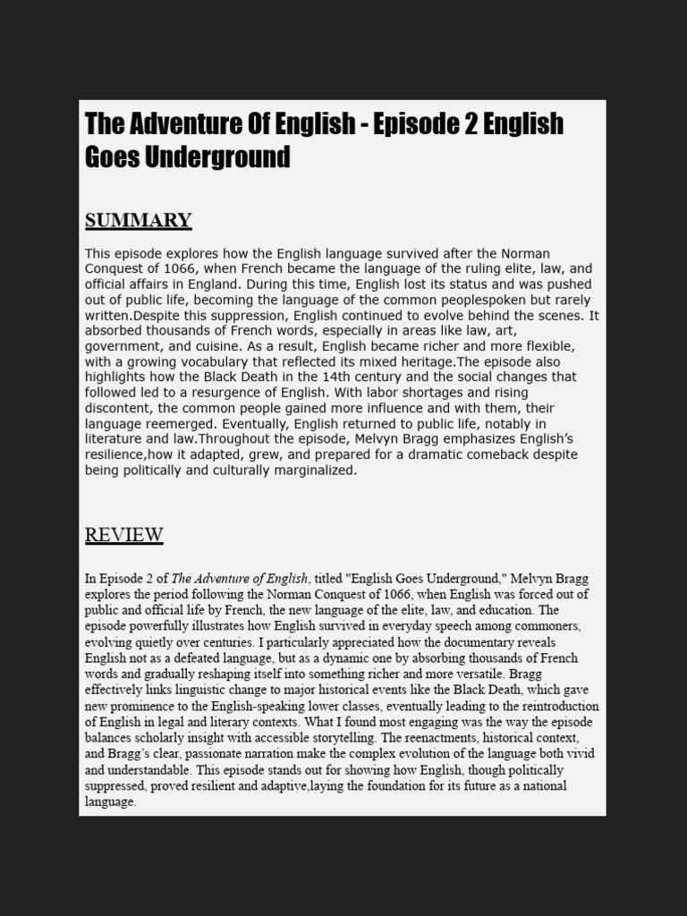 English's Resilience Post-Norman Conquest | PDF | English Language ...