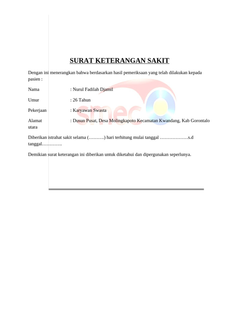 Surat Keterangan Sakit | PDF