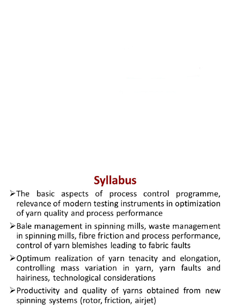 Process Control in Spinning | PDF