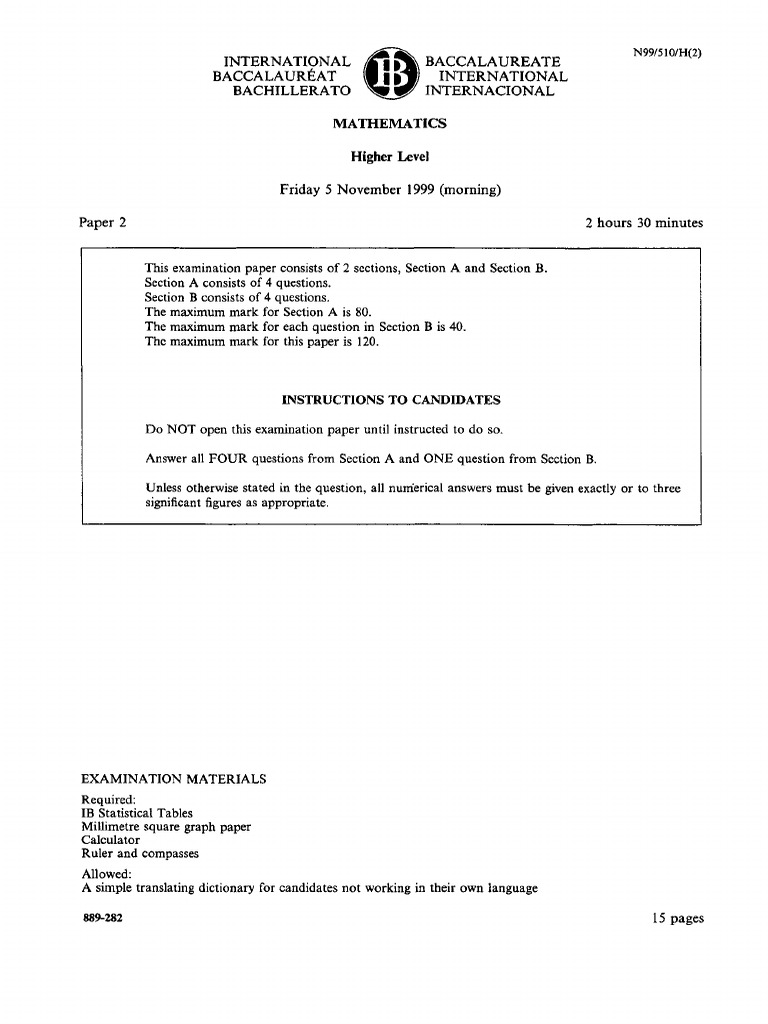 Mathematics HL Paper 2 | PDF
