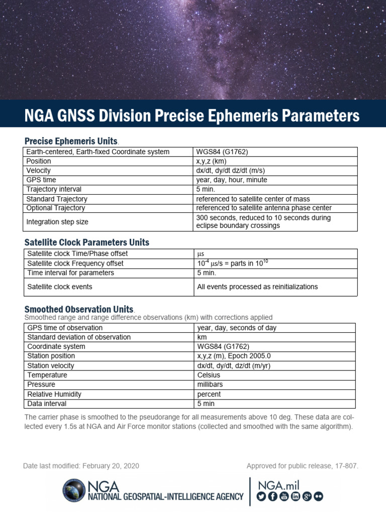 NGA GNSS Precise Ephemeris Parameters | PDF | Orbit | Global ...