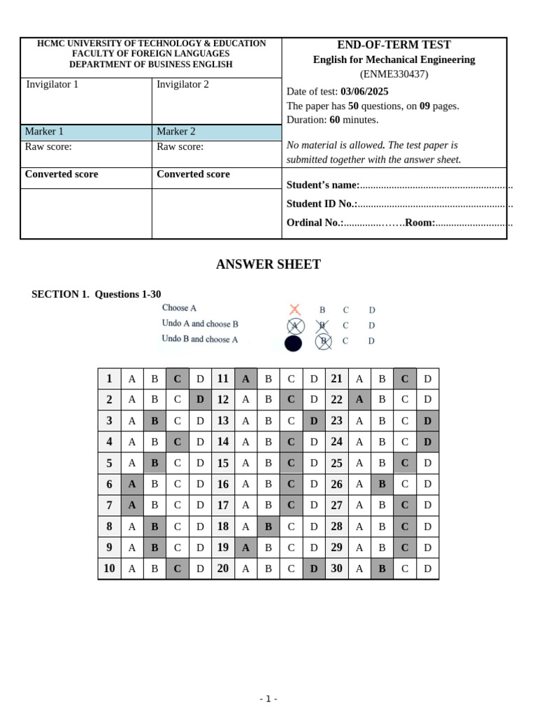 Official KEYS Final Test Mechanical 0 | PDF | Grammar | Human Communication