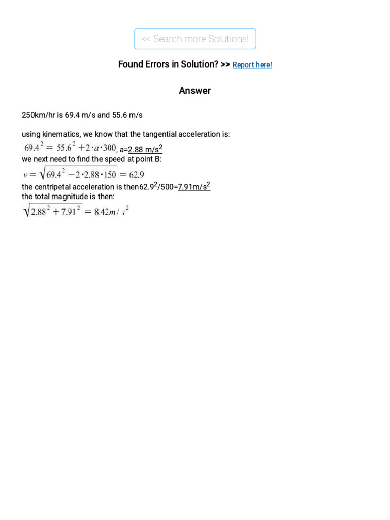 Kinematics and Acceleration Calculations | PDF