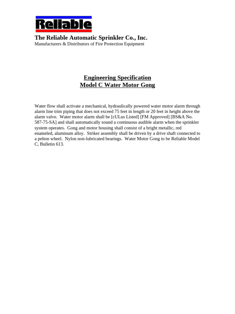 Model C Water Motor Gong | PDF