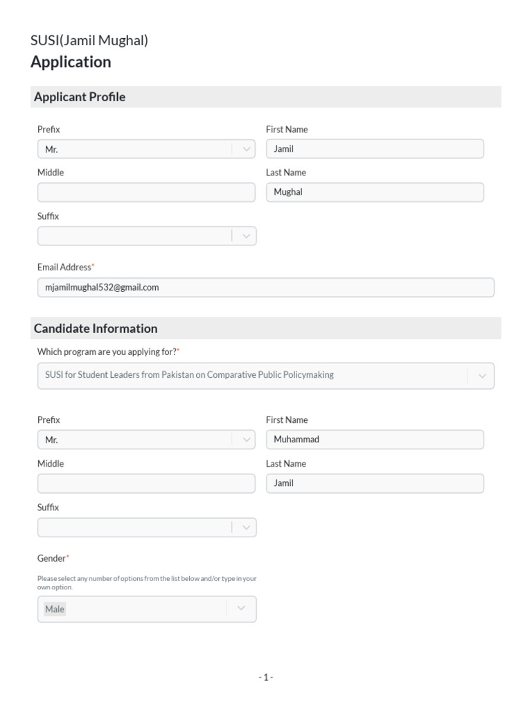 Jamil SUSI Application Form | PDF | Khyber Pakhtunkhwa
