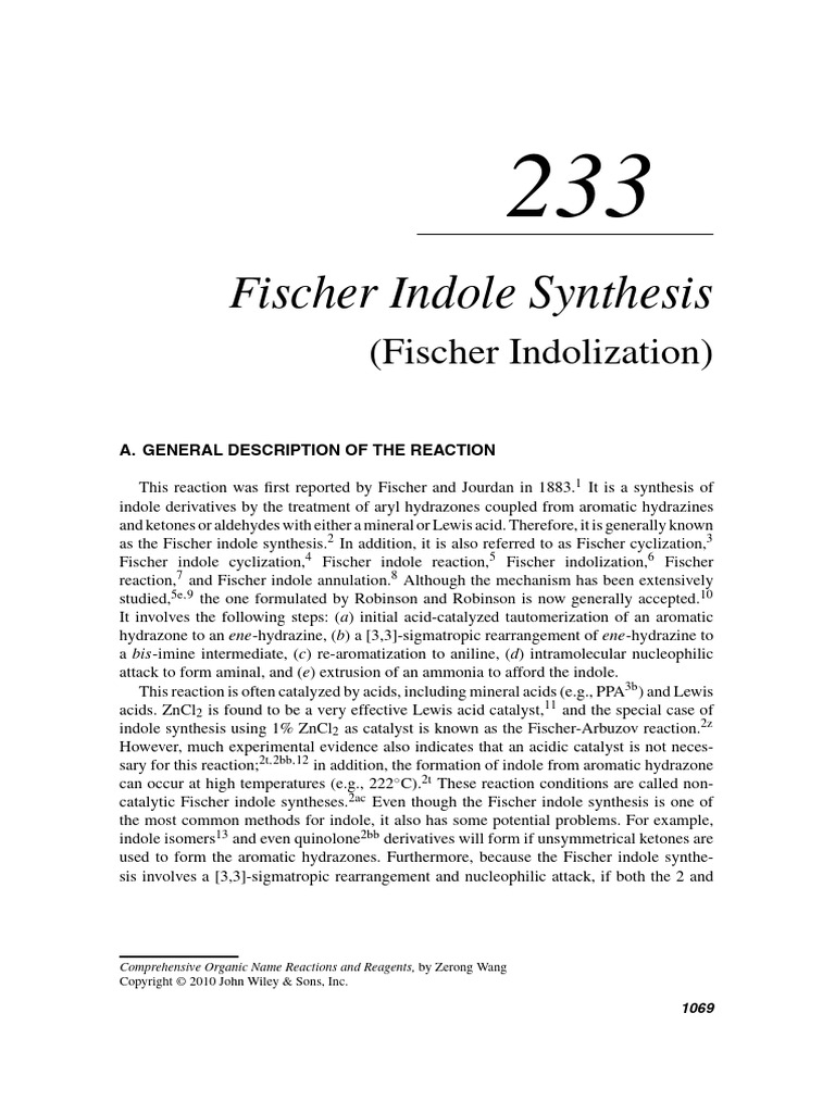 Overview of Fischer Indole Synthesis | PDF | Aldehyde | Chemical Reactions