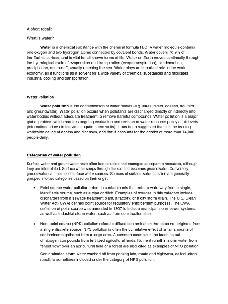 Water Pollution Notes | PDF | Water Pollution | Wastewater