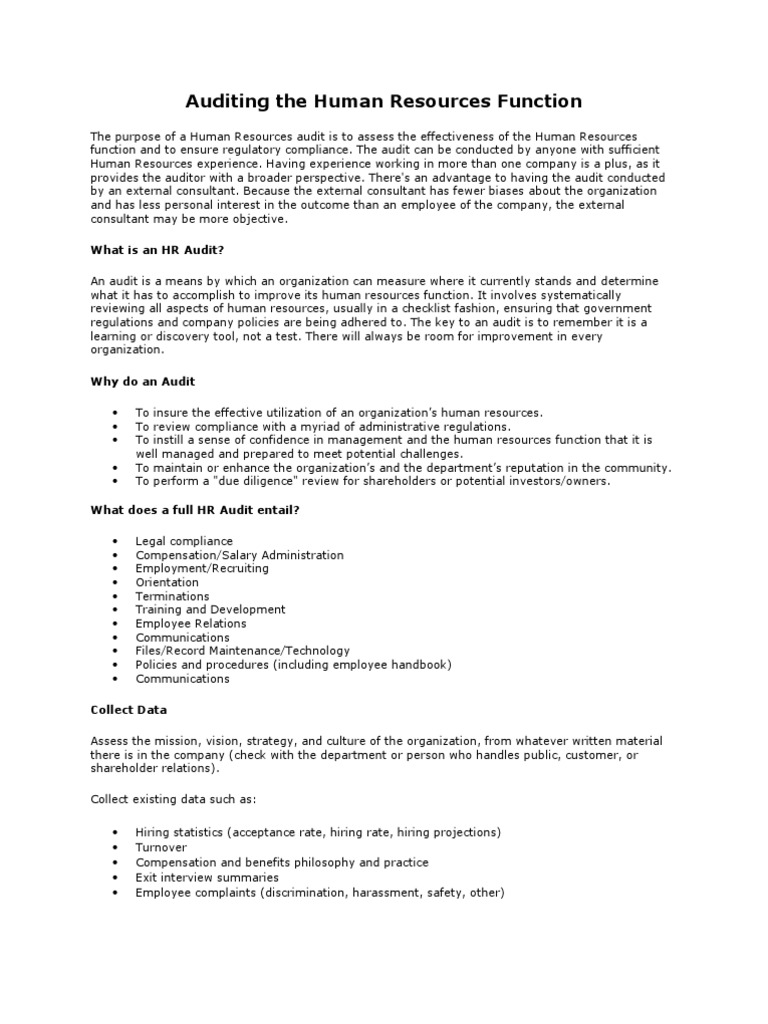 Effective HR Audit Guide for Compliance | PDF | Audit | Human Resources