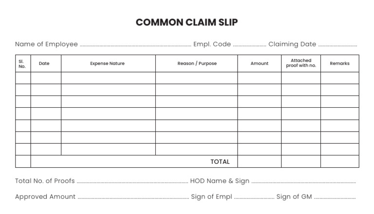 Common Claim Slips | PDF
