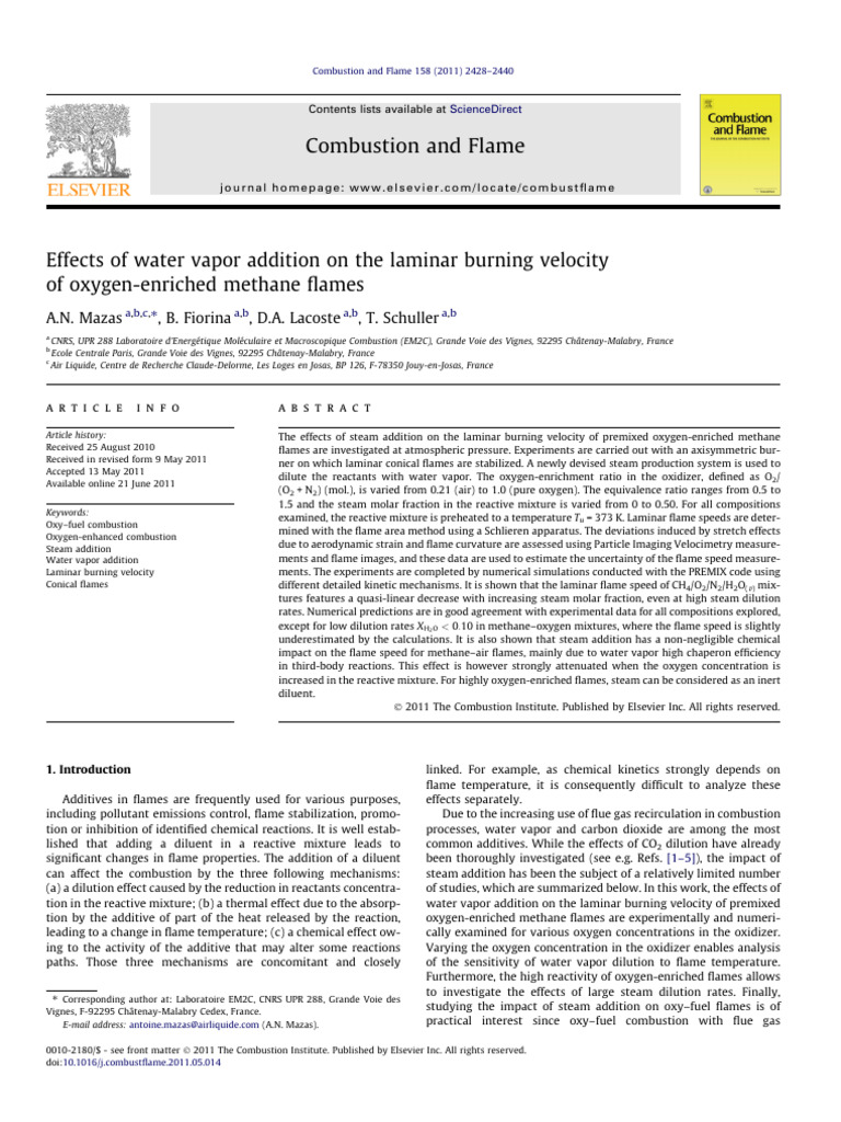Effects of Water Vapor Addition On The Laminar Burning Velocity of ...