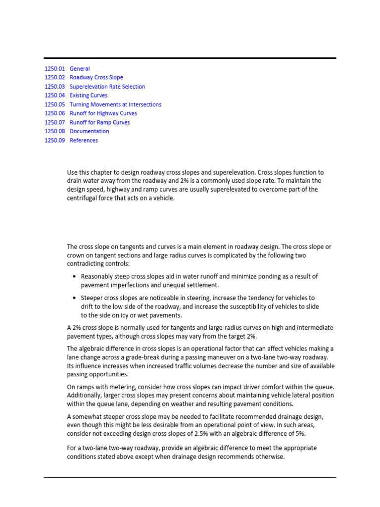 Cross Slope and Superelevation Design | PDF | Lane | Slope