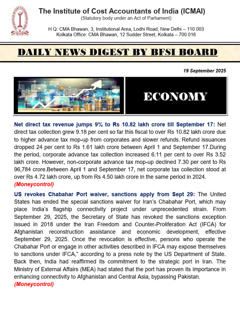 Daily News Digest by Bfsi Board - 250919 - 062928 | PDF | Credit ...