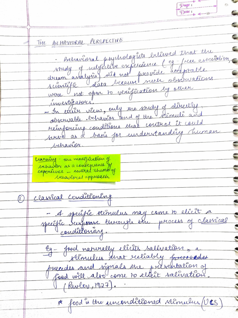 Behavioral Perspective in Psychology | PDF