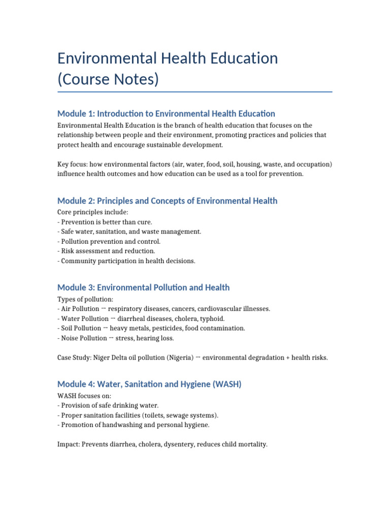 PHS 807: Environmental Health Education | PDF | Environmental Health ...
