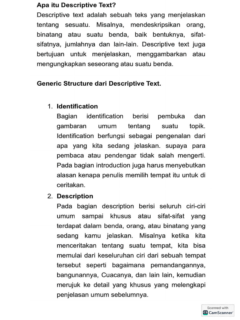 Descriptive Text Kelas 8 | PDF