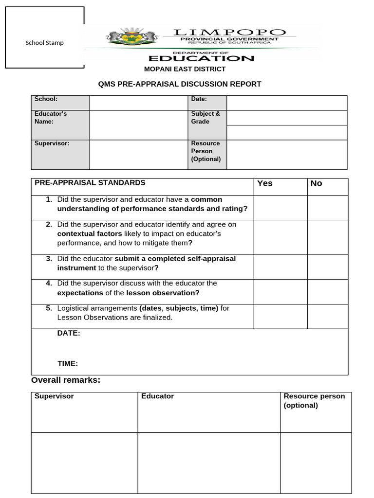 QMS Pre- and Post-Appraisal Report | PDF | Chess | Chess Theory