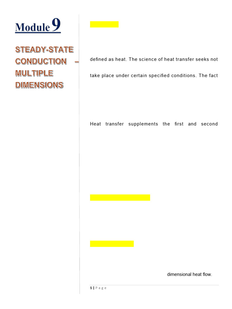 Module 9 Steady State Conduction Multiple Dimensions | PDF | Heat ...