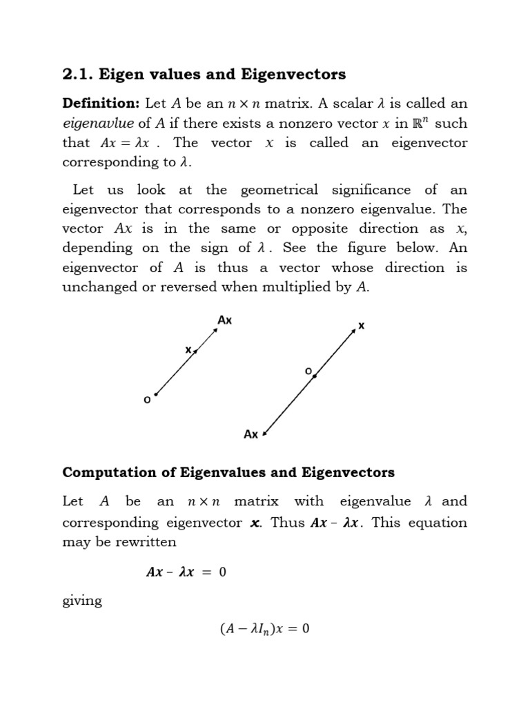 Eigenvalues and Eigenvectors Explained | PDF | Eigenvalues And ...