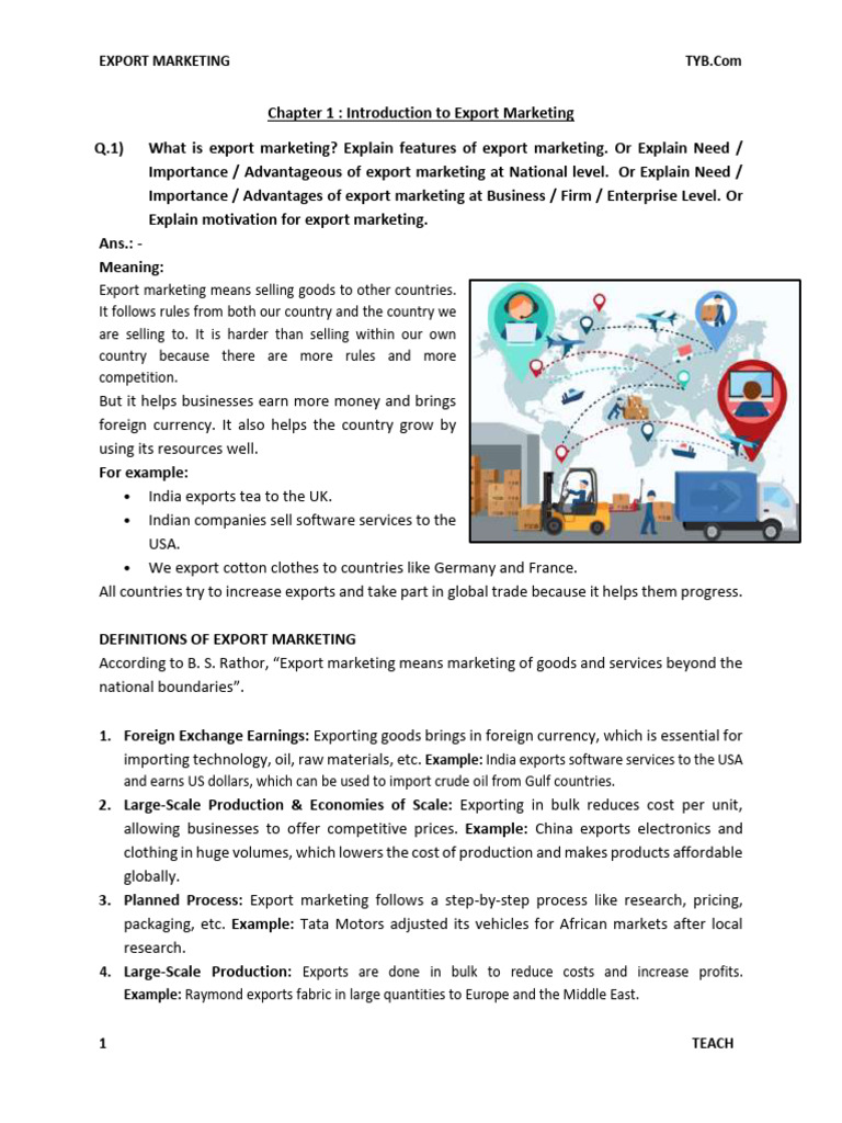 Features of Export Marketing Explained | PDF | Exports | Currency