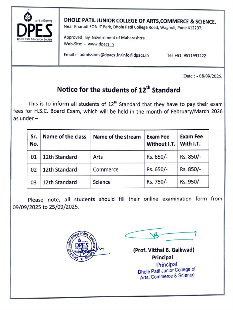 HSC Exam Fees and Dates for 2026 | PDF