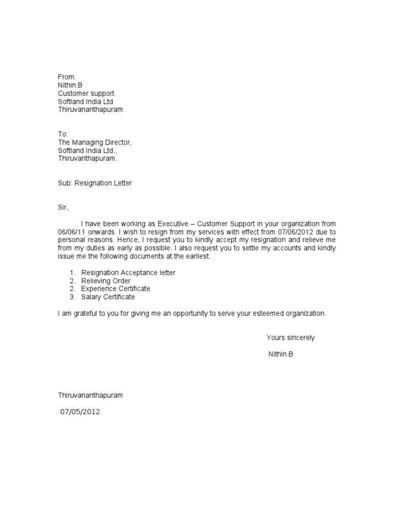 Nithin Resignation Letter | Government | Politics