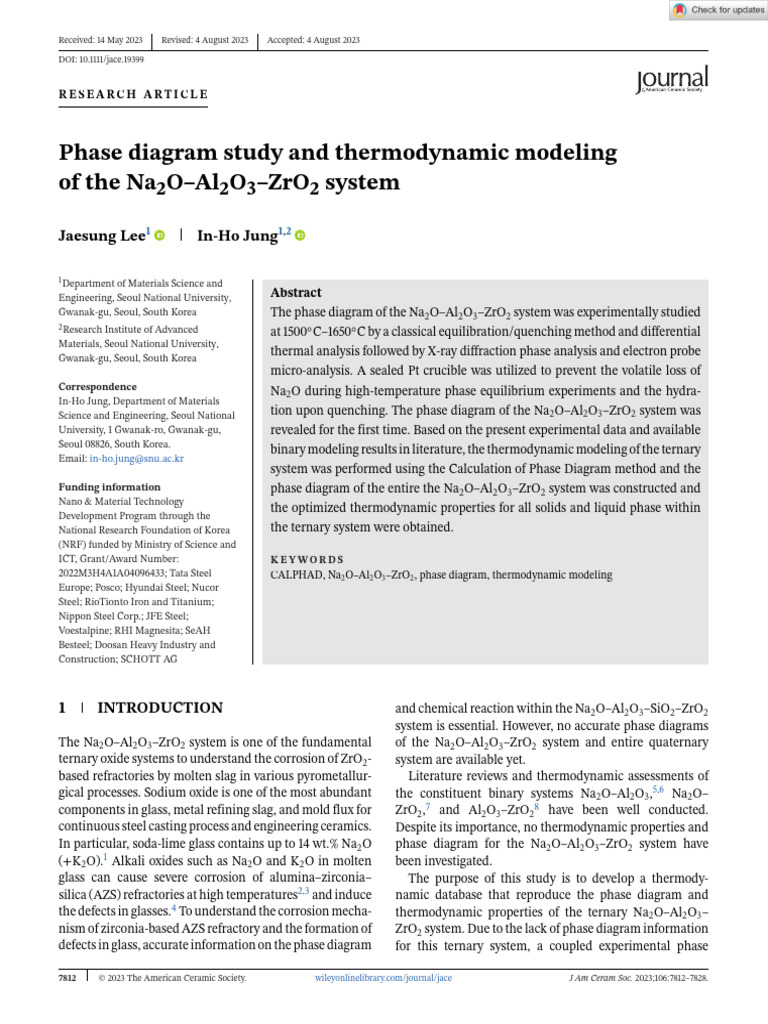 Na2O–Al2O3–ZrO2 Phase Diagram Study | PDF | Phase Diagram | Zirconium ...