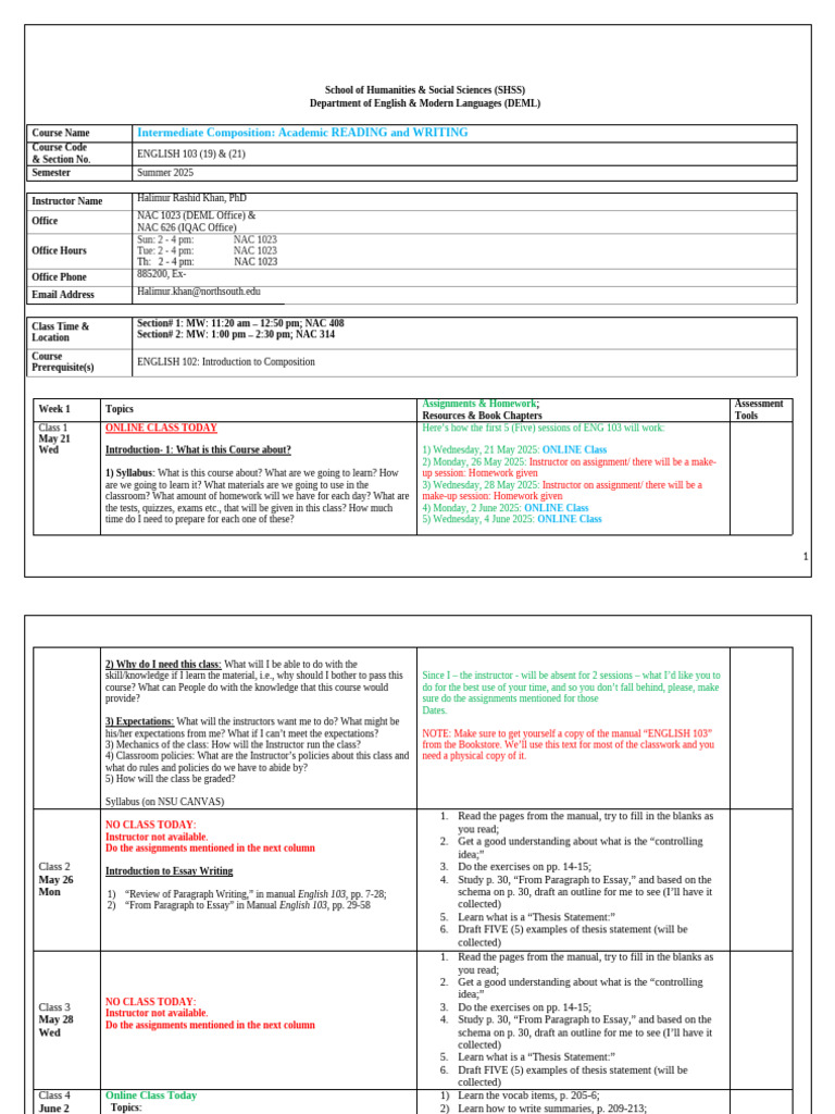ENG 103: Intermediate Composition Overview | PDF | Essays
