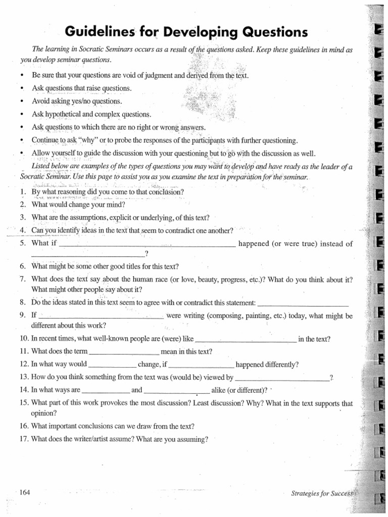Guidelines Questions Socratic Seminar | PDF