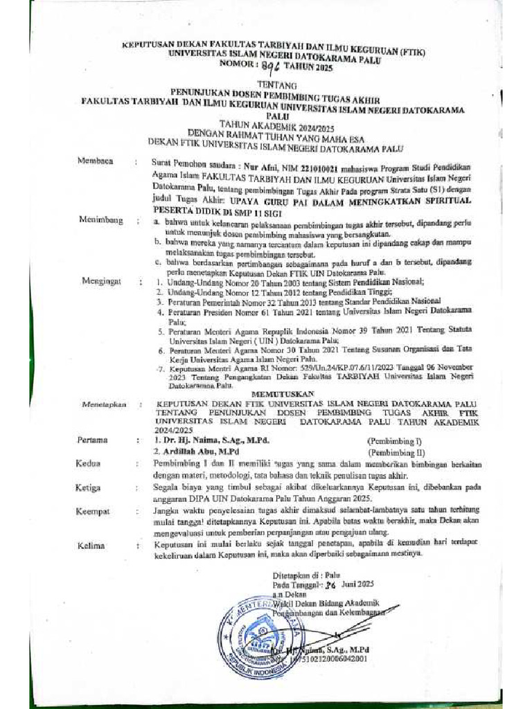 SK Pembimbing Proposal Ami | PDF