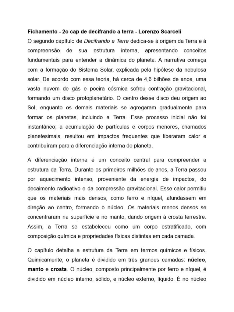 Estrutura Interna da Terra e sua Origem | PDF | Terra | Crosta (Geologia)