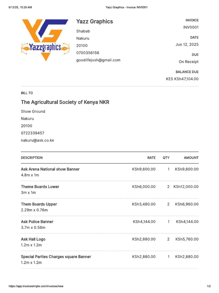Ask 2025 Invoice | PDF