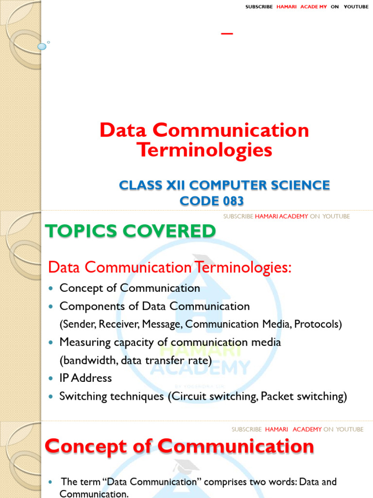 Class 12 Cs Unit 2-Data Communication Terminologies | PDF | Computer Network | Internet Protocols