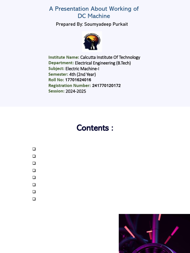 A Presentation About Working of DC Machine | PDF | Electric Motor ...