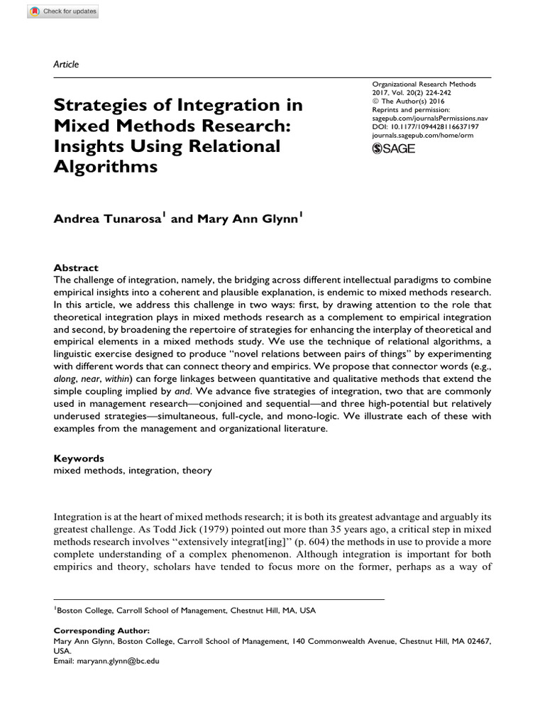 Integration Strategies in Mixed Methods | PDF | Qualitative Research ...